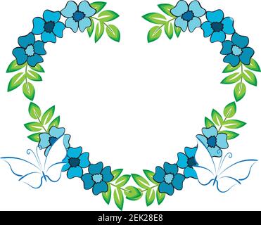 vector flowers butterfly heart shape border frame care background ...