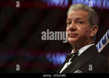 UFC ring announcer Bruce Buffer announces a fight at The O2, London ...
