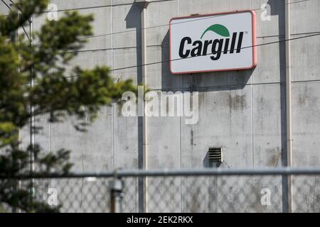 A logo sign outside of a Cargill poultry processing plant in ...