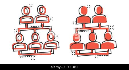 Hierarchy diagram icon in comic style. Structure search cartoon vector ...