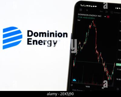 In this photo illustration a Dominion Energy logo seen displayed on a ...