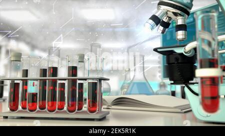 clinical blood examination backdrop, cg medical 3D illustration Stock ...