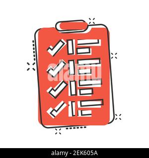 To do list icon in comic style. Document checklist cartoon vector ...