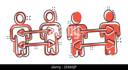 People referral icon in comic style. Business communication vector ...
