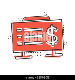 Financial presentation icon in comic style. Money analysis cartoon ...