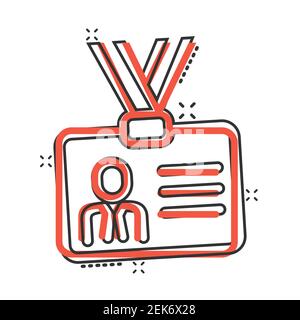 Cartoon vector illustration of id card. Colored and black outlines ...