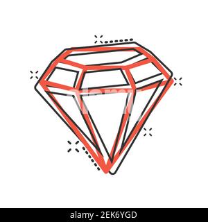 Diamond gem icon in comic style. Gemstone cartoon vector illustration ...
