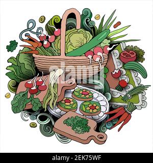 Food hand drawn raster doodles illustration Stock Photo - Alamy
