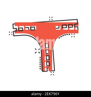 Crossroad icon in comic style. Road direction navigation cartoon vector ...