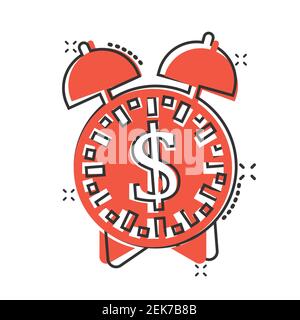 Time is money icon in comic style. Clock with dollar cartoon vector ...
