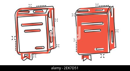 Document book icon in comic style. Paper sheet cartoon vector ...