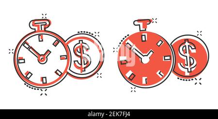Time is money icon in comic style. Clock with dollar cartoon vector ...