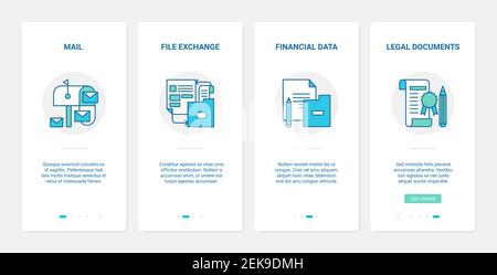 Contract management onboarding mobile app page screen with concepts set ...