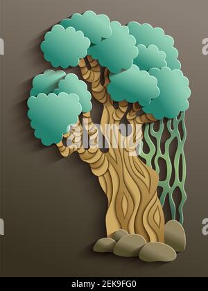 Raster modern illustration of volumetric tree Stock Photo - Alamy