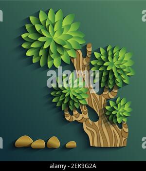 Raster modern illustration of volumetric tree Stock Photo - Alamy
