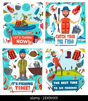 Fishing sport equipment, fisherman baits and tackle vector design ...