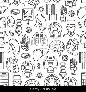 Human organs, joints and bones pattern. Vector seamless design of ...