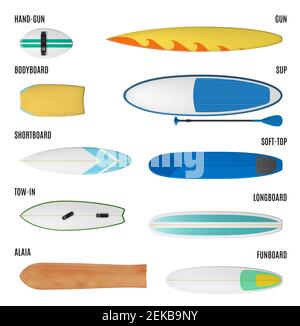 Hand-gun board isolated surfing platform with handle. Vector mini gun ...