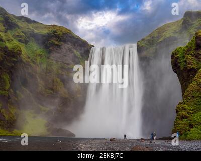 Waterfall in Iceland in cloudy weather Stock Photo - Alamy