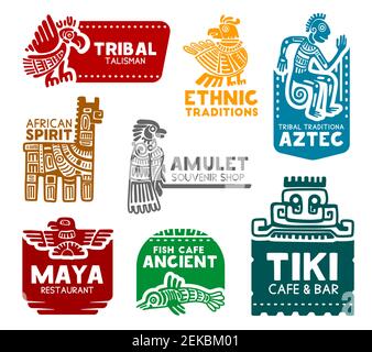 Ethnic mask logo. Aztec and Mayan mask logo for business. Cultural ...