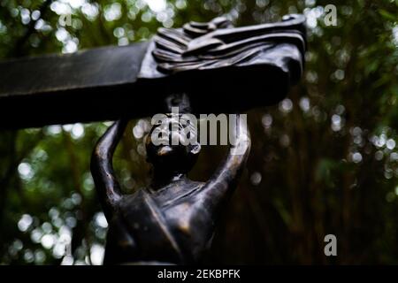 Wooden bell with a mallet made from a tree trunk. Bale Kulkul is ...