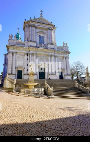 Western facade of Baroque St. Ursus Cathedral in Solothurn the the ...