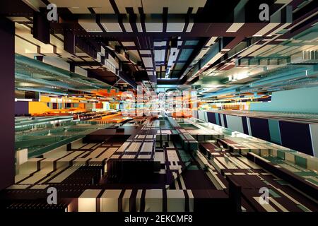 3D rendered Illustration inside CPU illuminated digital hardware Stock ...