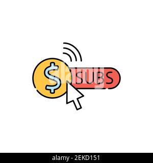 Paid subscription color line icon. Pictogram for web page, mobile app ...