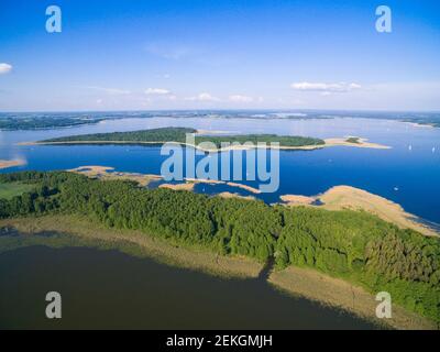 Aerial view of Mamry Lake and Upalty island - the biggest Masurian ...