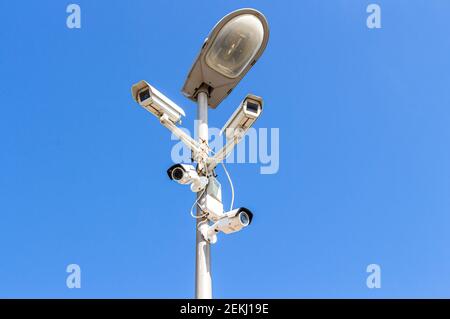 Samara, Russia - September 3, 2017: Surveillance cameras mounted on the ...