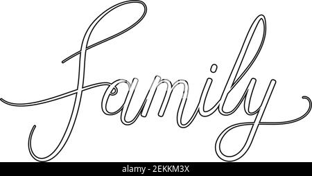 The word family in handwritten lettering vector silhouette Stock Vector ...