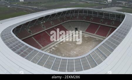 Aerial view of the Pudong Football Stadium where the League of Legends ...