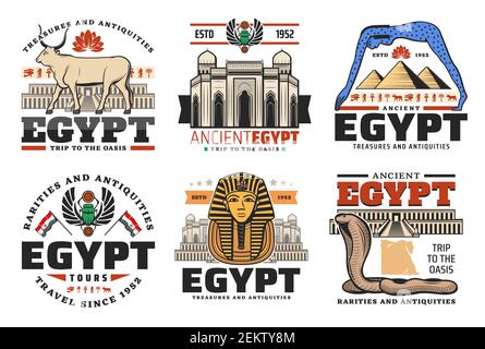Ancient Egypt culture landmarks tours and historic travel. Vector ...