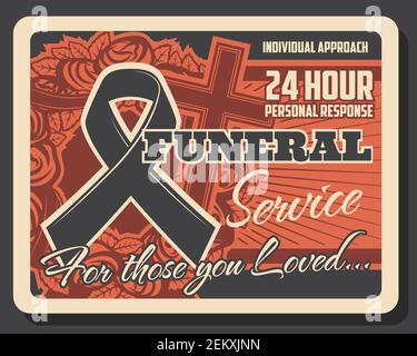 Funeral service, burial ceremony organization agency or company vintage ...
