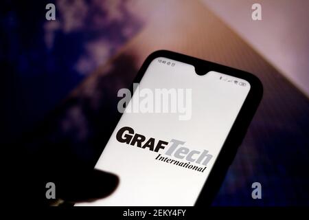 In this photo illustration the GrafTech International logo seen ...