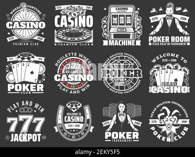 Casino and gambling monochrome icons in set collection for design ...