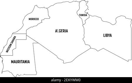 Map of Maghreb countries - Northwest Africa states. Vector illustration ...