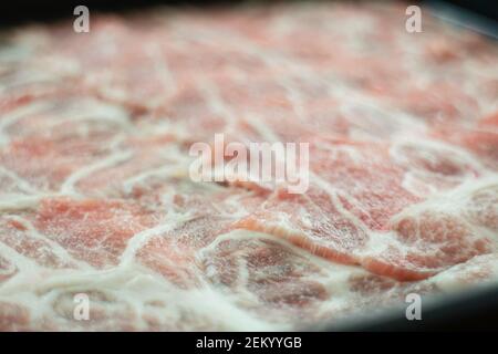Freshness slided pork on white dish for grill or boil, stock photo ...