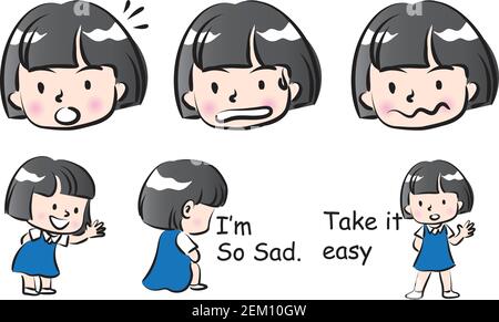 girl life action emoji set background Stock Vector Image & Art - Alamy