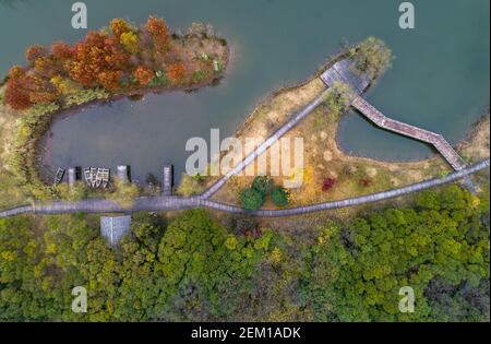 HUAI'AN, CHINA - NOVEMBER 19, 2020 - An aerial photo shows the colorful ...