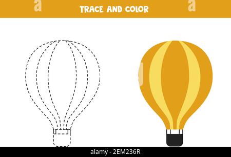 Tracing lines for kids with hot air balloon. Handwriting practice for ...
