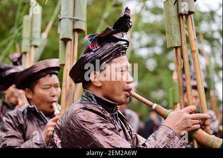 The Miao and Dong people are celebrating the traditional Reed-pipe ...