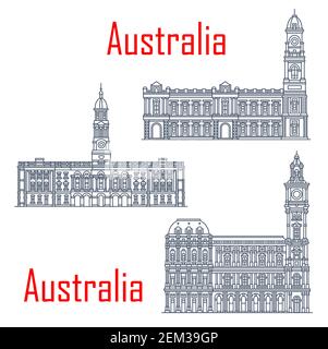 Australia, Adelaide, Office Tower travel landmark vector illustration ...