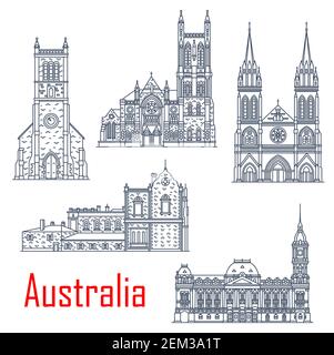 Australia, Adelaide, Office Tower travel landmark vector illustration ...