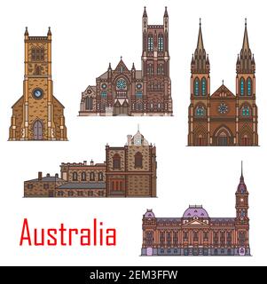 Australia, Adelaide city skyline isolated vector illustration ...