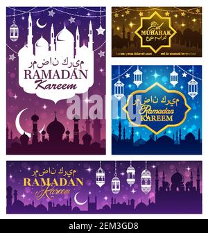 Ramadan Mubarak Night Blue Lantern Vector Stock Vector Image & Art - Alamy