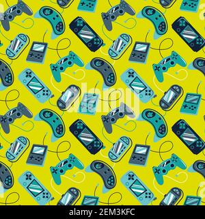 Seamless bright pattern with joysticks. Video game controller gaming ...
