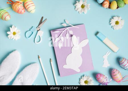 DIY, spring holiday craft activity for kids, paper flowers postcard ...