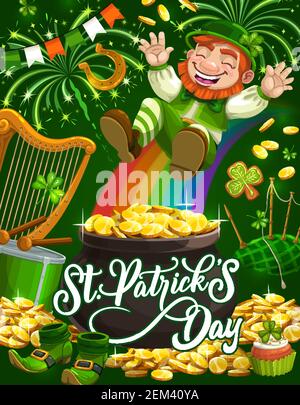 St Patricks Day Leprechaun Sliding on Rainbow Stock Vector Image & Art ...