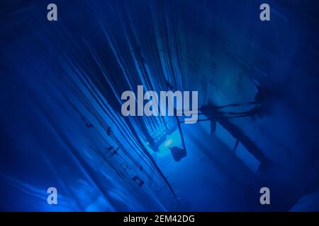 Blue glow water of nuclear reactor core powered, caused by Cherenkov ...